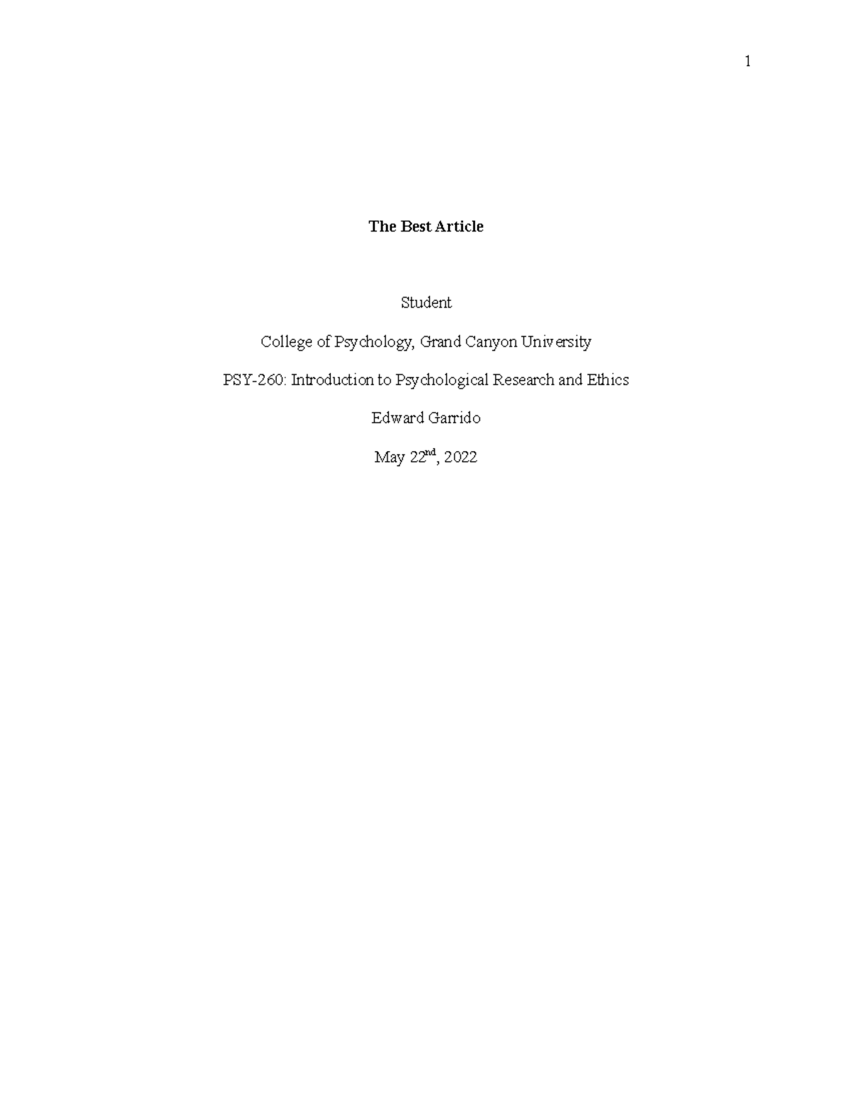 The Best Article Assignment - The Best Article Student College of ...