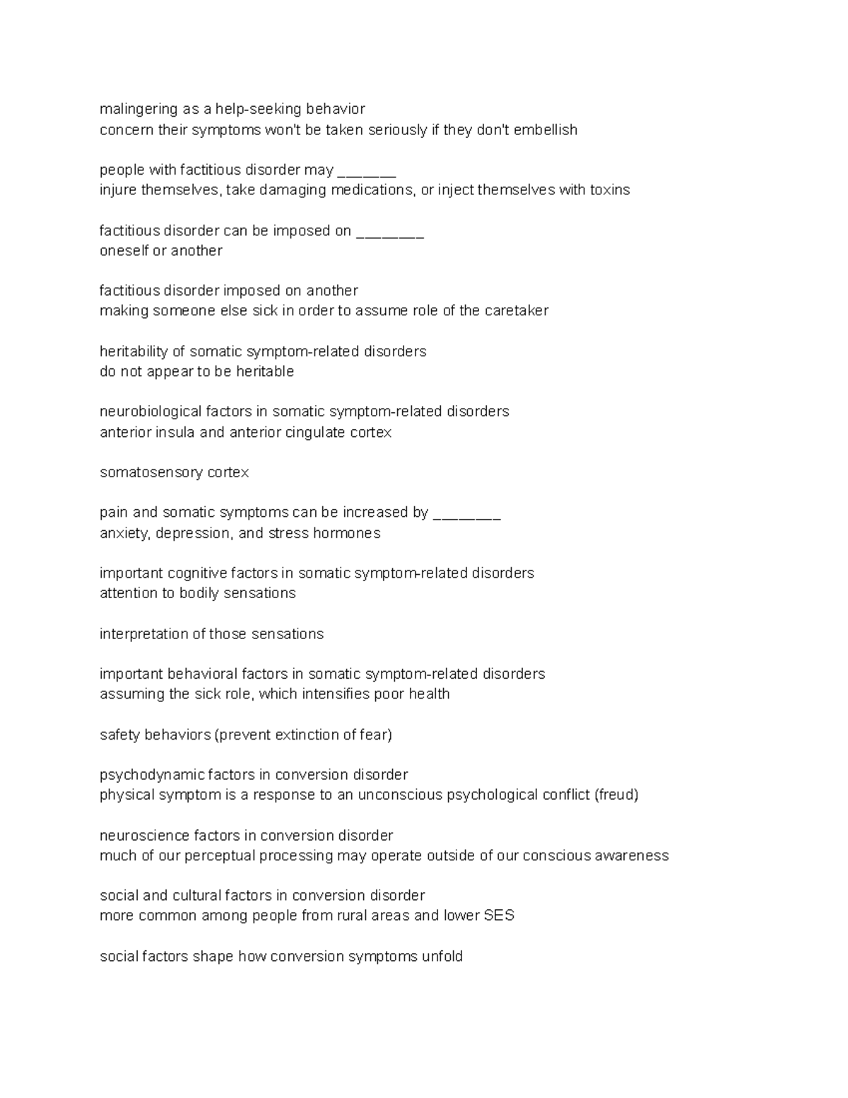 405 study guide 40 - Professor: Jeff Henriques - malingering as a help ...