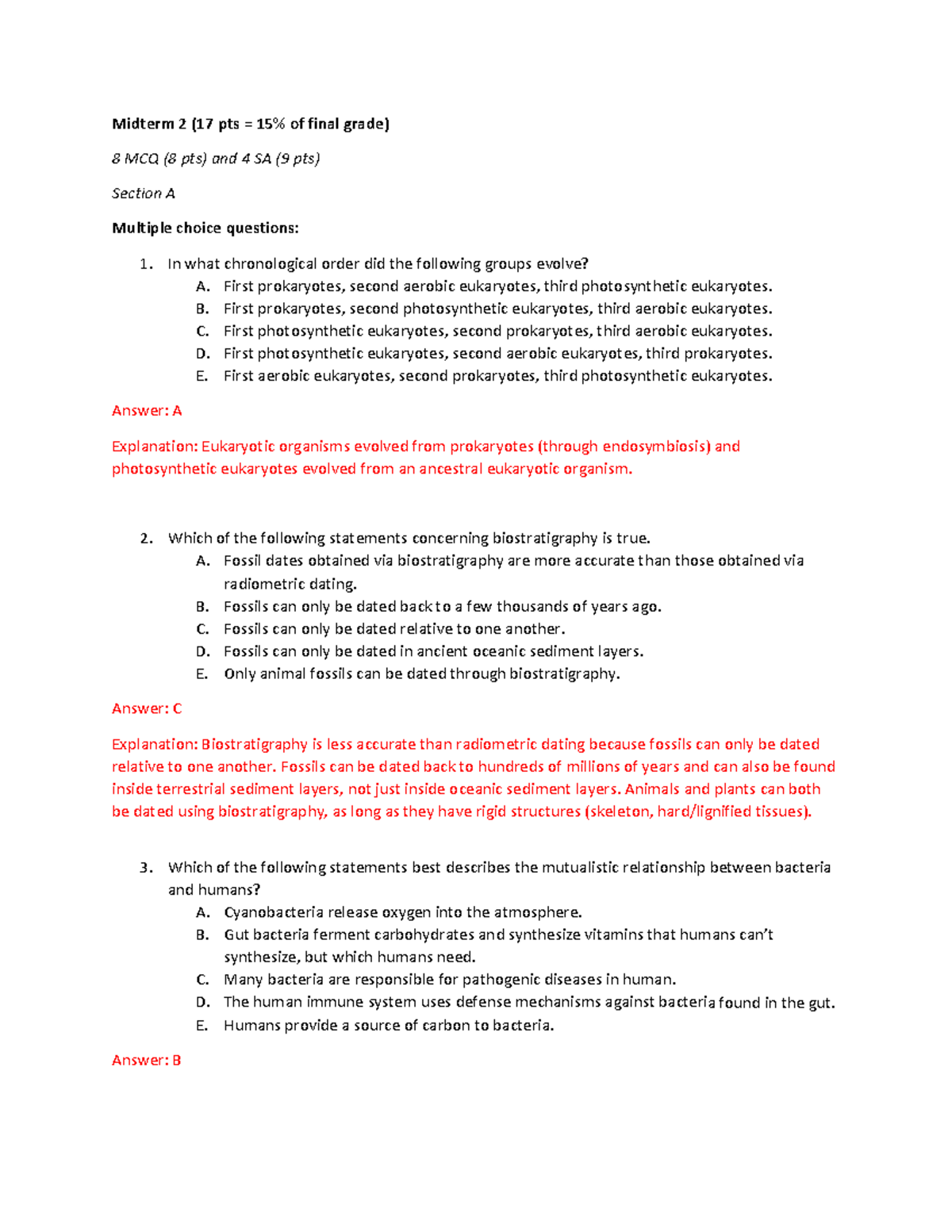 Midterm 2 Questions and Answers - Midterm 2 (17 pts = 15% of final ...