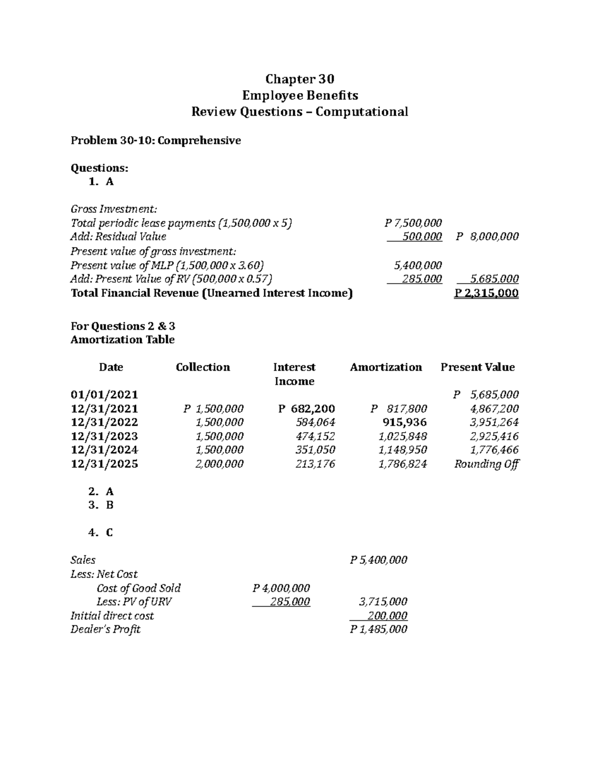 A very important homework 8 - Chapter 30 Employee Benefits Review ...