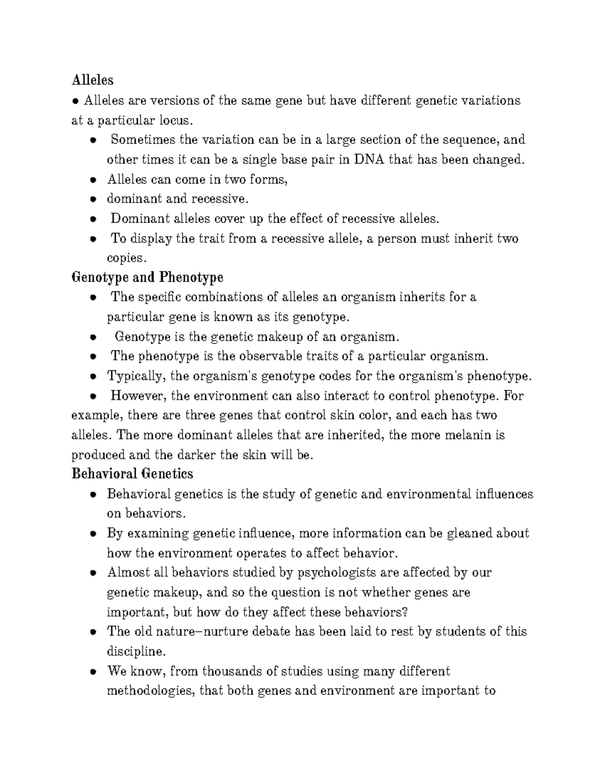 Genetics Psychology - Alleles Alleles are versions of the same gene but ...