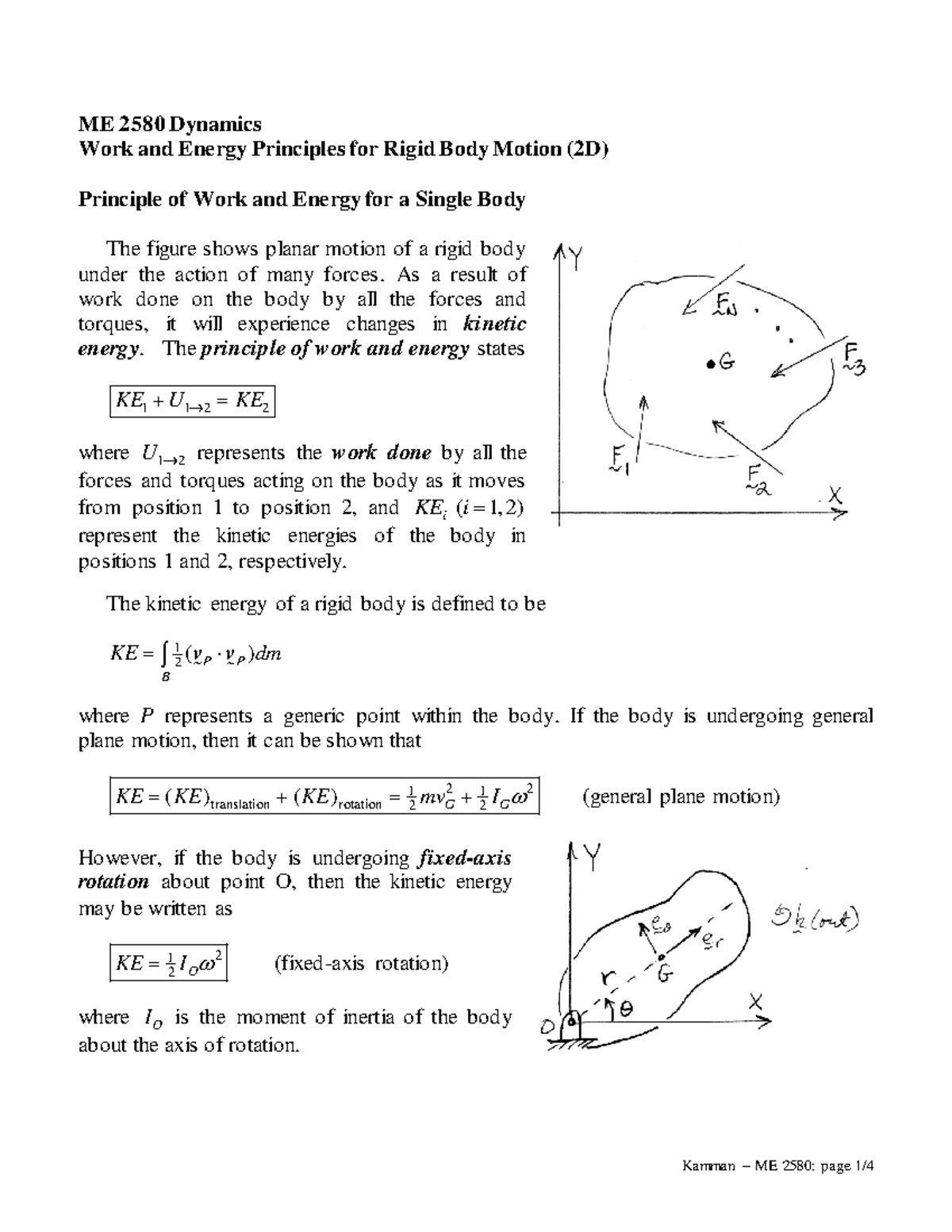 ME258Work Energy Rigid Body 2D - ME 2580 Dynamics Work and Energy ...