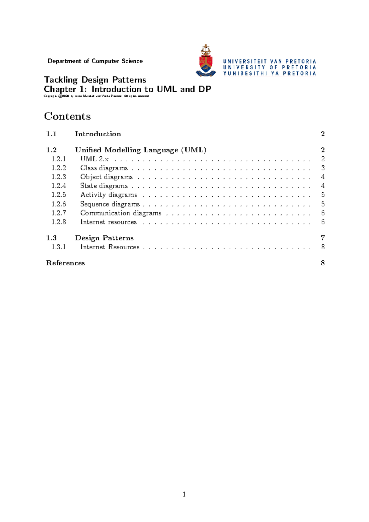 Chapter 1 Intro Design Patterns and UML - Department of Computer Science Tackling Design ...