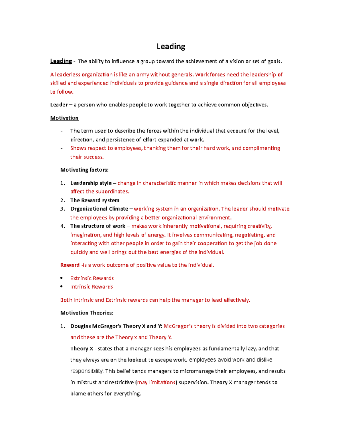 Lectures in Organization and management - Lecture notes 1-5 - secondary ...
