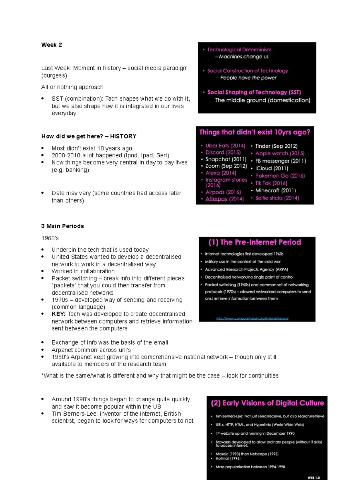 Week 2 - Week 2 Lecture Notes - Week 2 Last Week: Moment in history ...