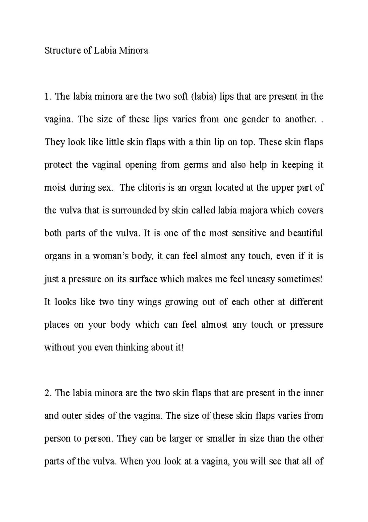 Structure of Labia Minora - Structure of Labia Minora The labia minora ...