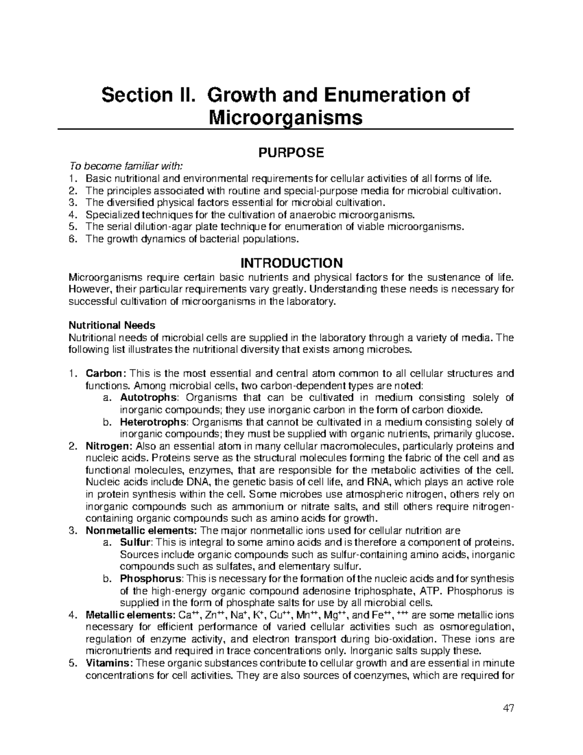 BIOL 329 Lab Manual Spring 2024 Section 2 - Section II. Growth and Enumeration of Microorganisms ...