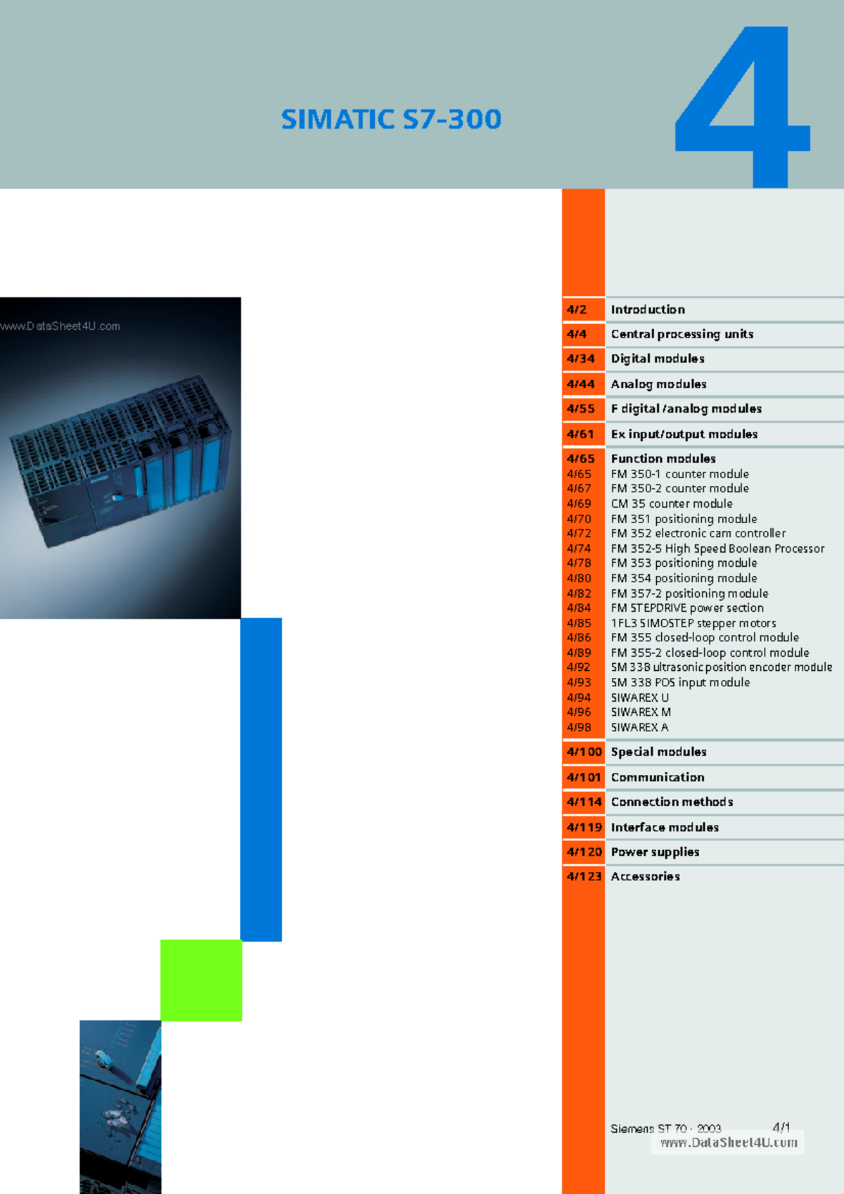 Datasheet - Siemens ST 70 · 2003 4/ 4 ####### 4/2 Introduction ...
