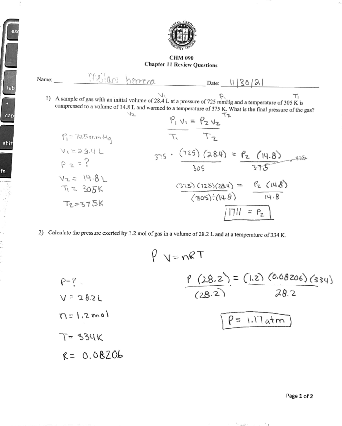 Ch 11 - Problems on chapter 11: PVNRT (CHM 090) - CHM 090 - Studocu