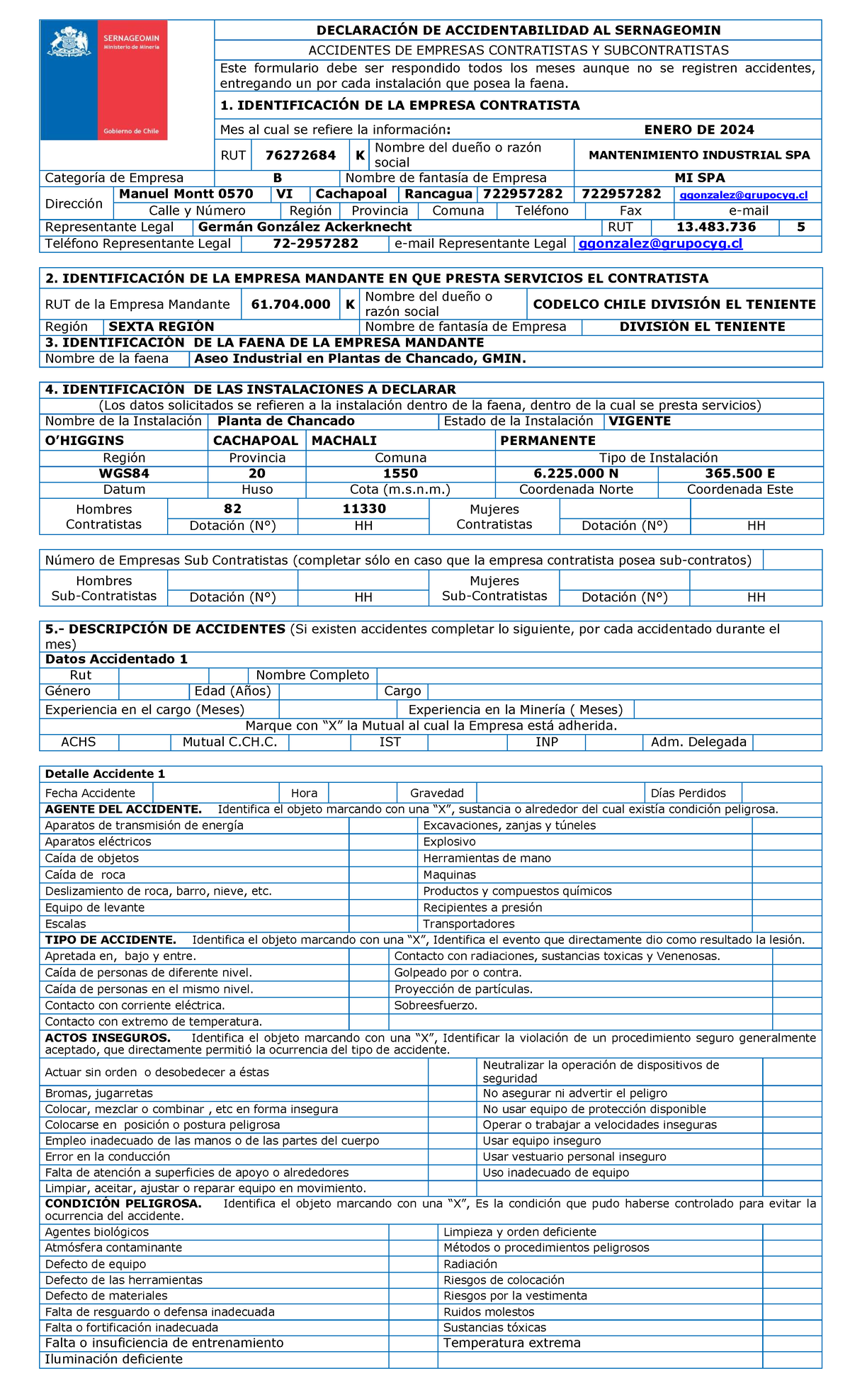 Formulario E-200 Enero 2024 - DECLARACIÓN DE ACCIDENTABILIDAD AL ...