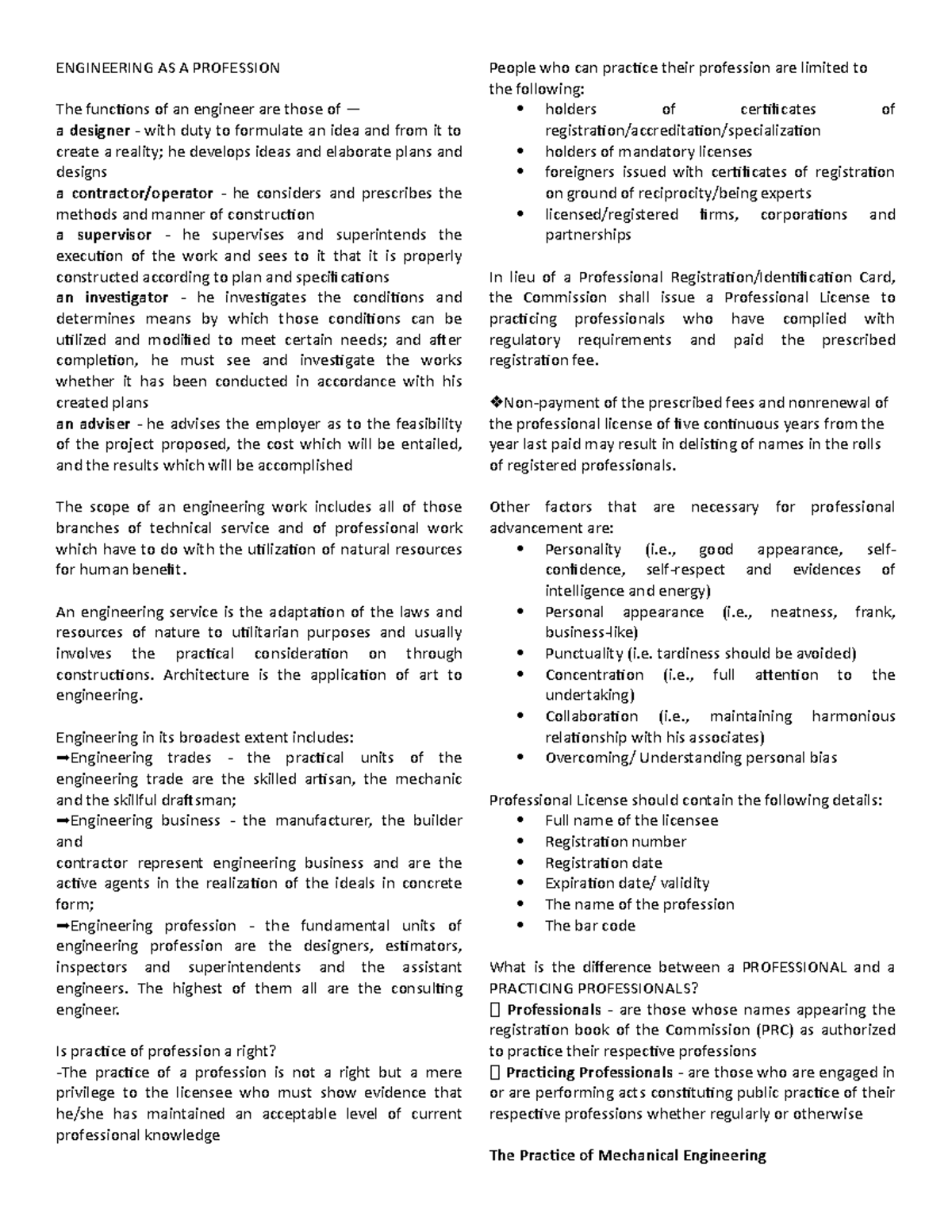 Engineering AS A Profession - ENGINEERING AS A PROFESSION The functions ...