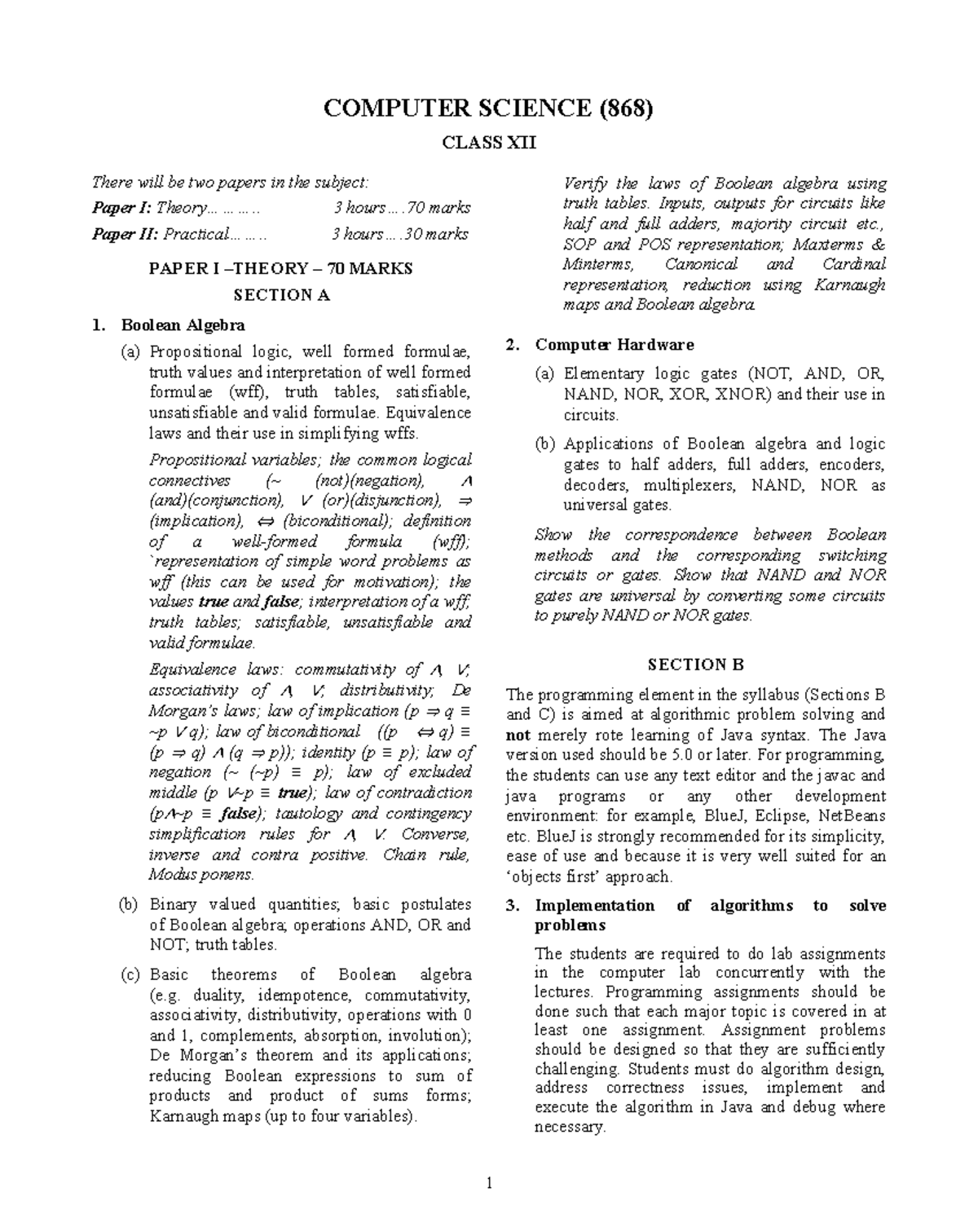 important questions - COMPUTER SCIENCE (868) CLASS XII There will be ...