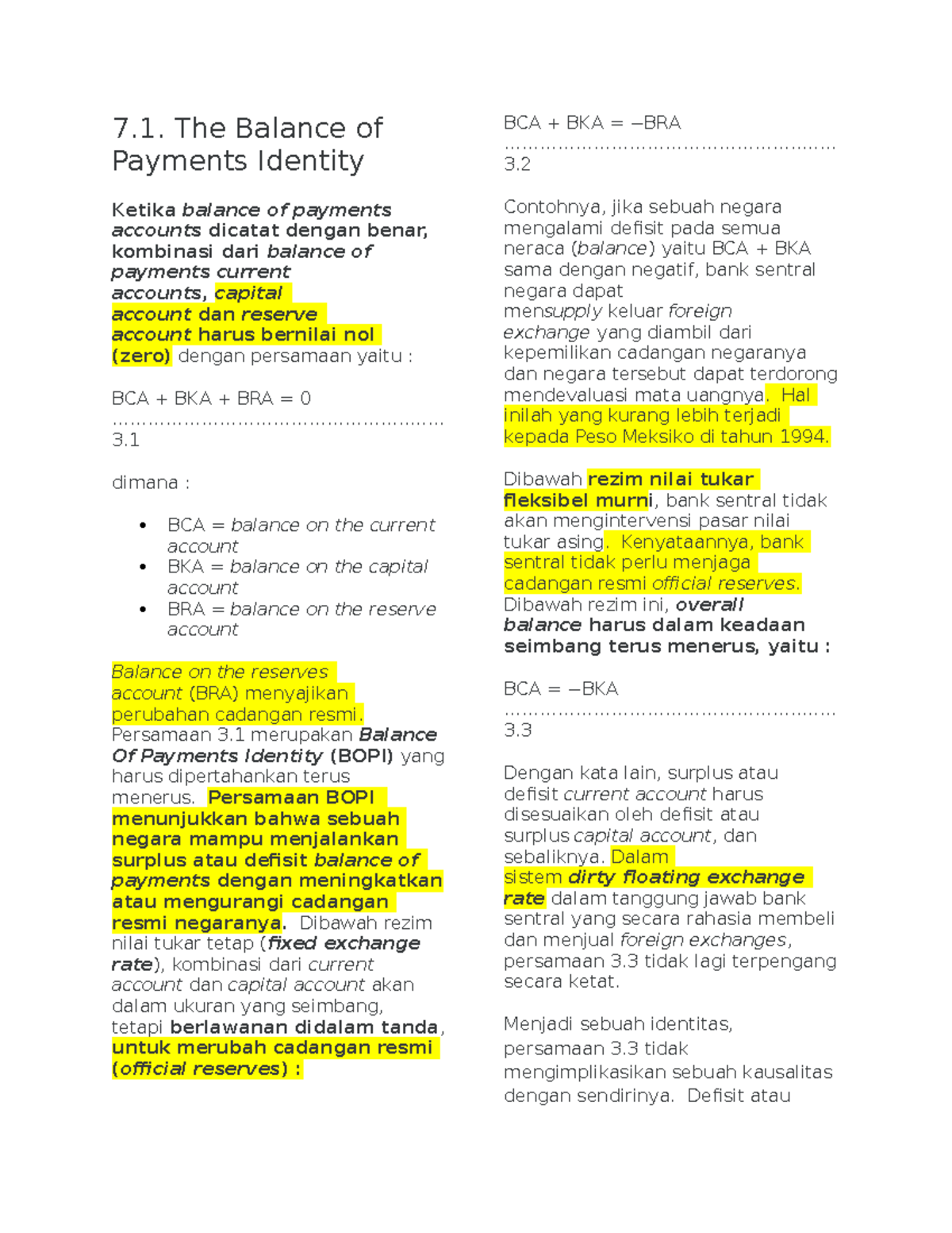 Topik 7 - The Balance of Payments Identity - 7. The Balance of Payments ...