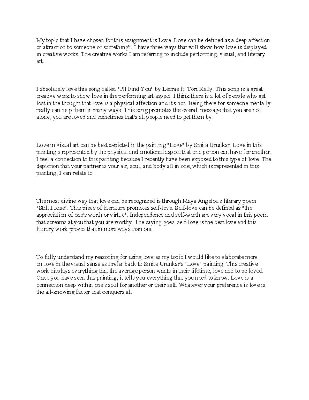 1-2 short answer creating meaning through creative works - My topic ...