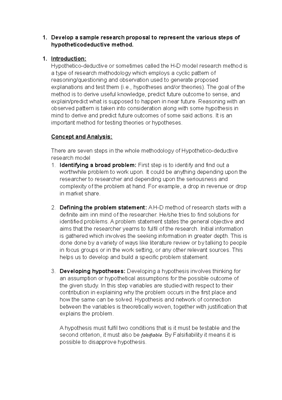 Reseach methodology assignken - Develop a sample research proposal to ...