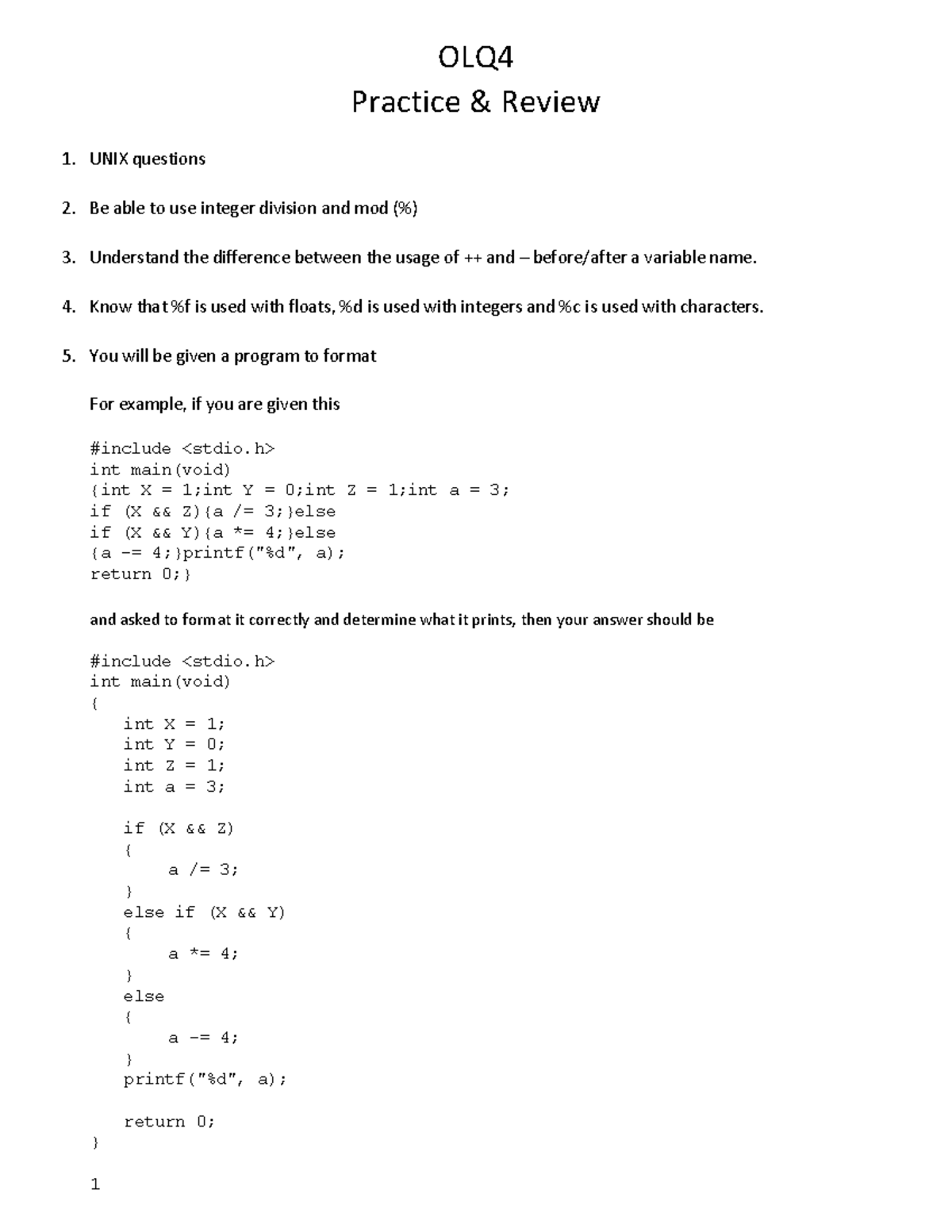 OLQ4 Study Guide - Online Quiz Notes - OLQ Practice & Review 1. UNIX ...