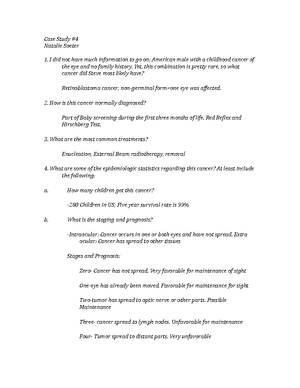 Case Study Cell Bio 1 - Case Study # Natalie Soeter What are some ...