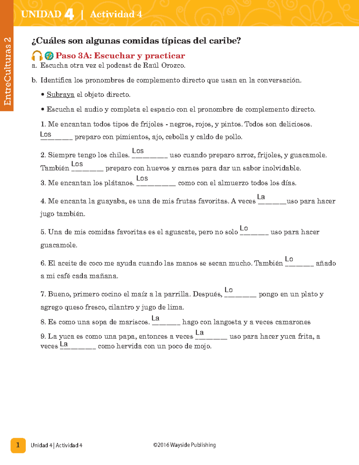 Ec l2 u4 actividad 4 paso3a-se - EntreCulturas 2 1 Unidad 4 | Actividad ...