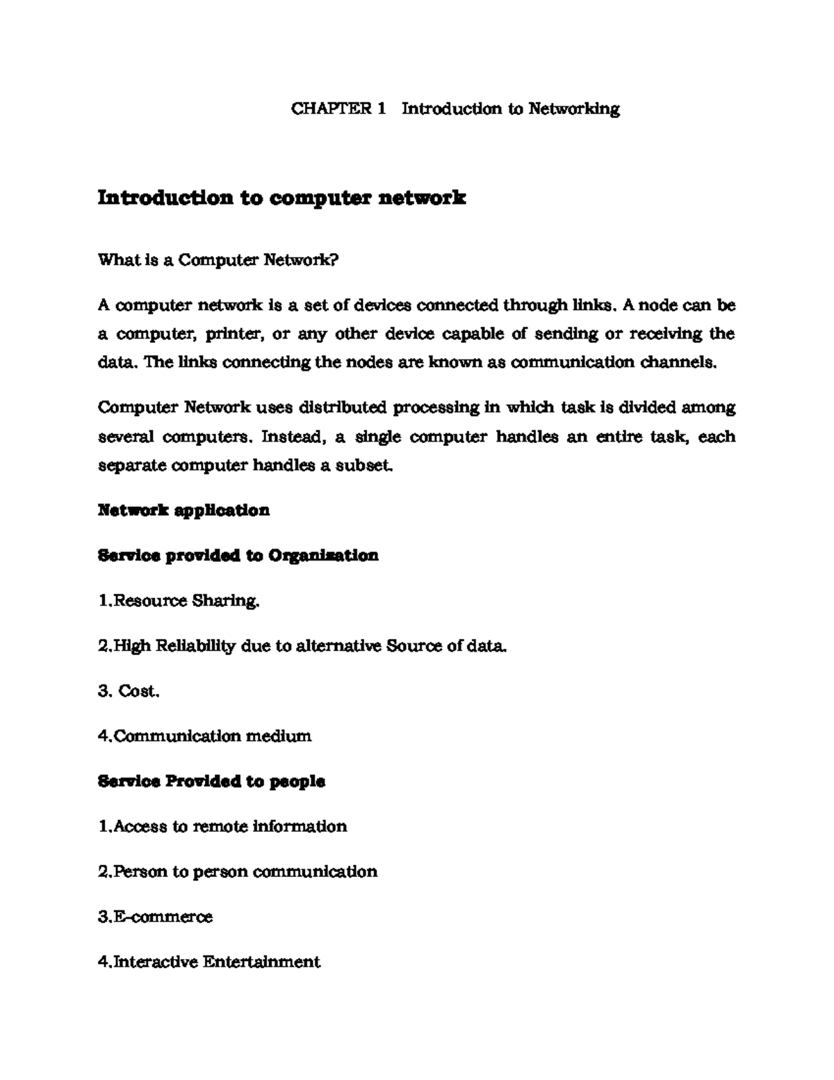 Cn Notes Chapter 1 Introduction To Networking Introduction To Computer Network What Is A
