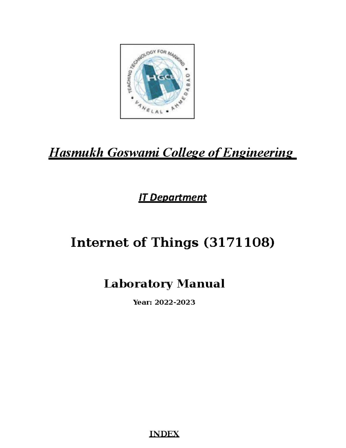 LAB Manual IOT 7TH IT - mnual - Hasmukh Goswami College of Engineering ...