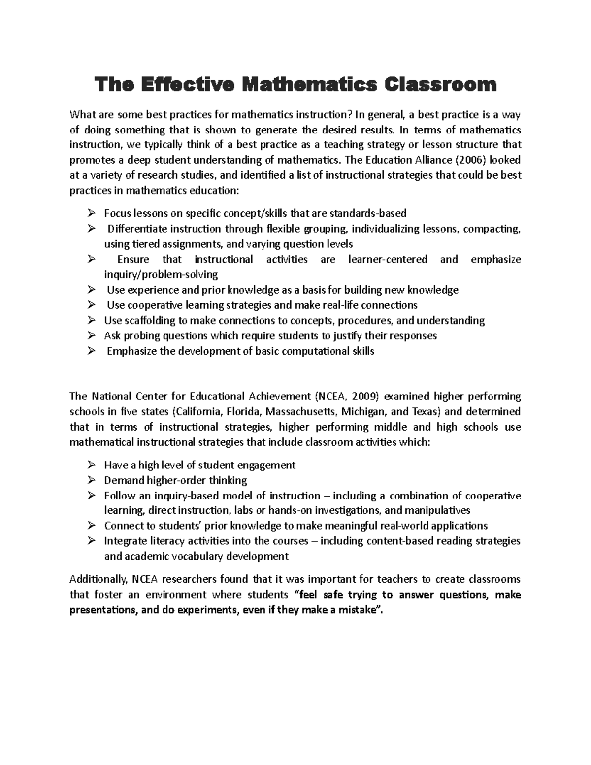 MATH-17- Module - Lecture notes 1 - The Effective Mathematics Classroom ...