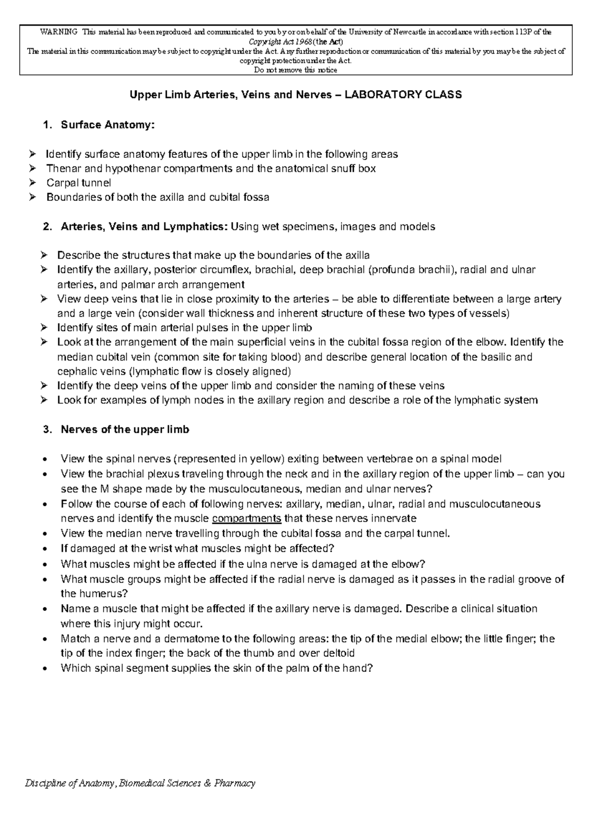 HUBS1105 Week 5 - Lab - Discipline of Anatomy, Biomedical Sciences ...