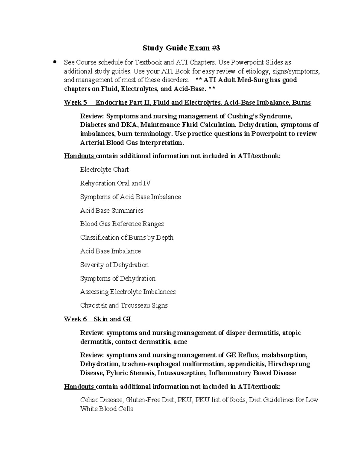 Exam 3 Study Guide - Study Guide Exam See Course schedule for Textbook ...