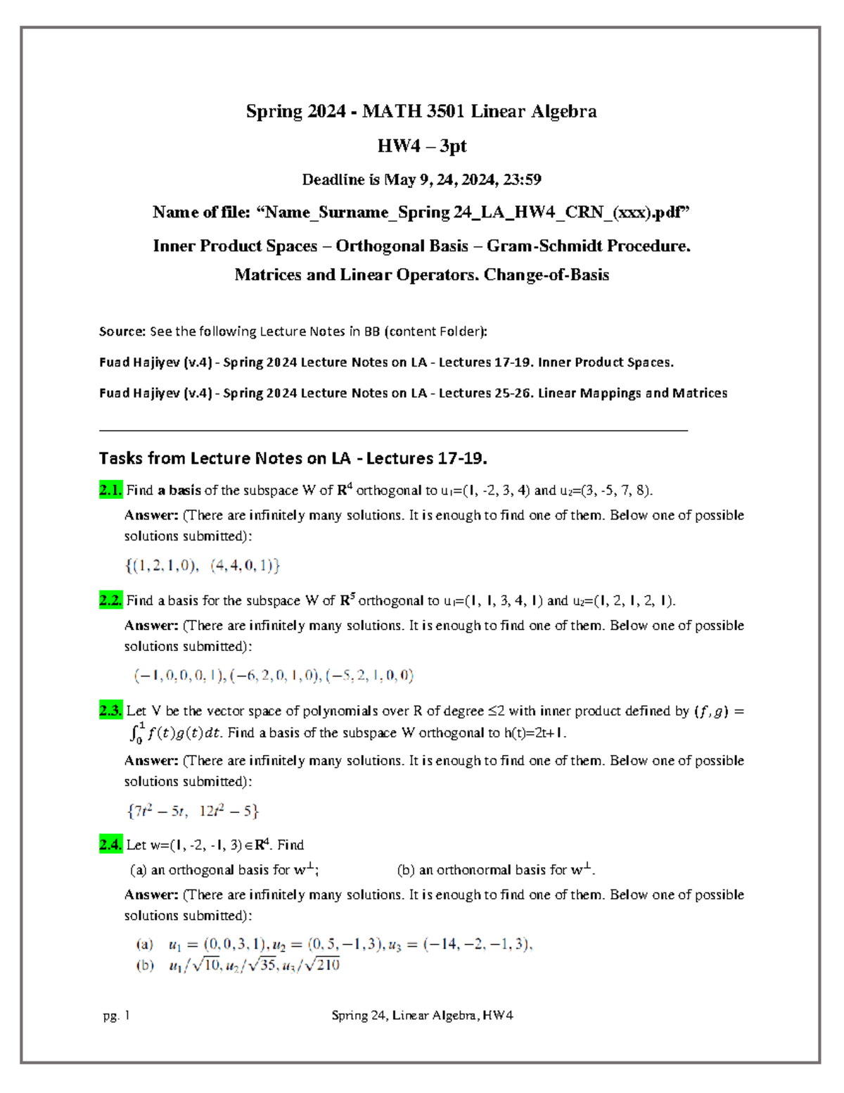 Spring 24- LA-HW4 - iugyuguygigbiugiu - pg. 1 Spring 2 4 , Linear ...
