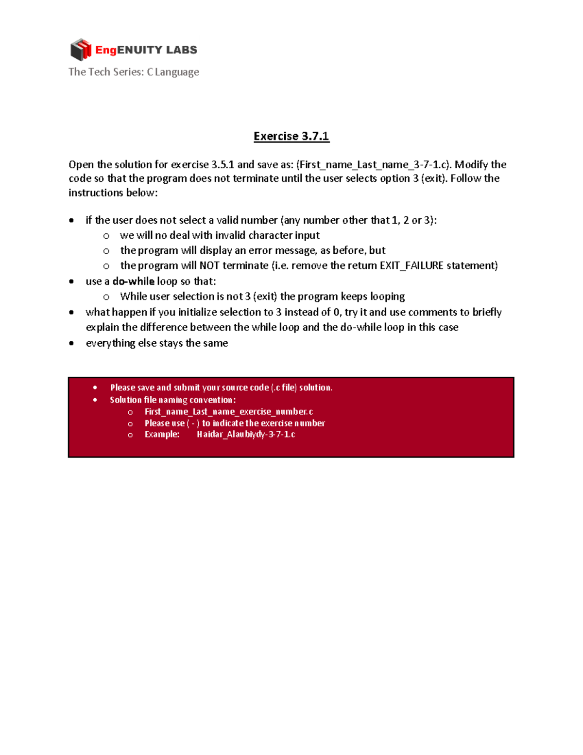 Exercise-3 - C Aufgabe - The Tech Series: C Language Exercise 3. Open ...