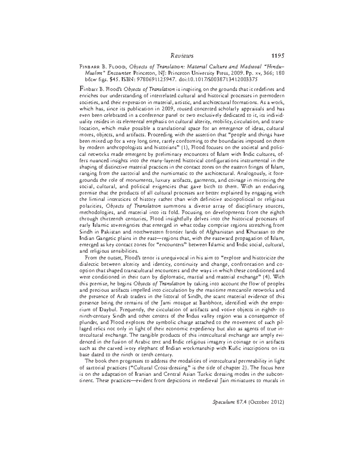 Review of Finbarr B Flood Objects of Tra - Finbarr B. Flood, Objects of ...