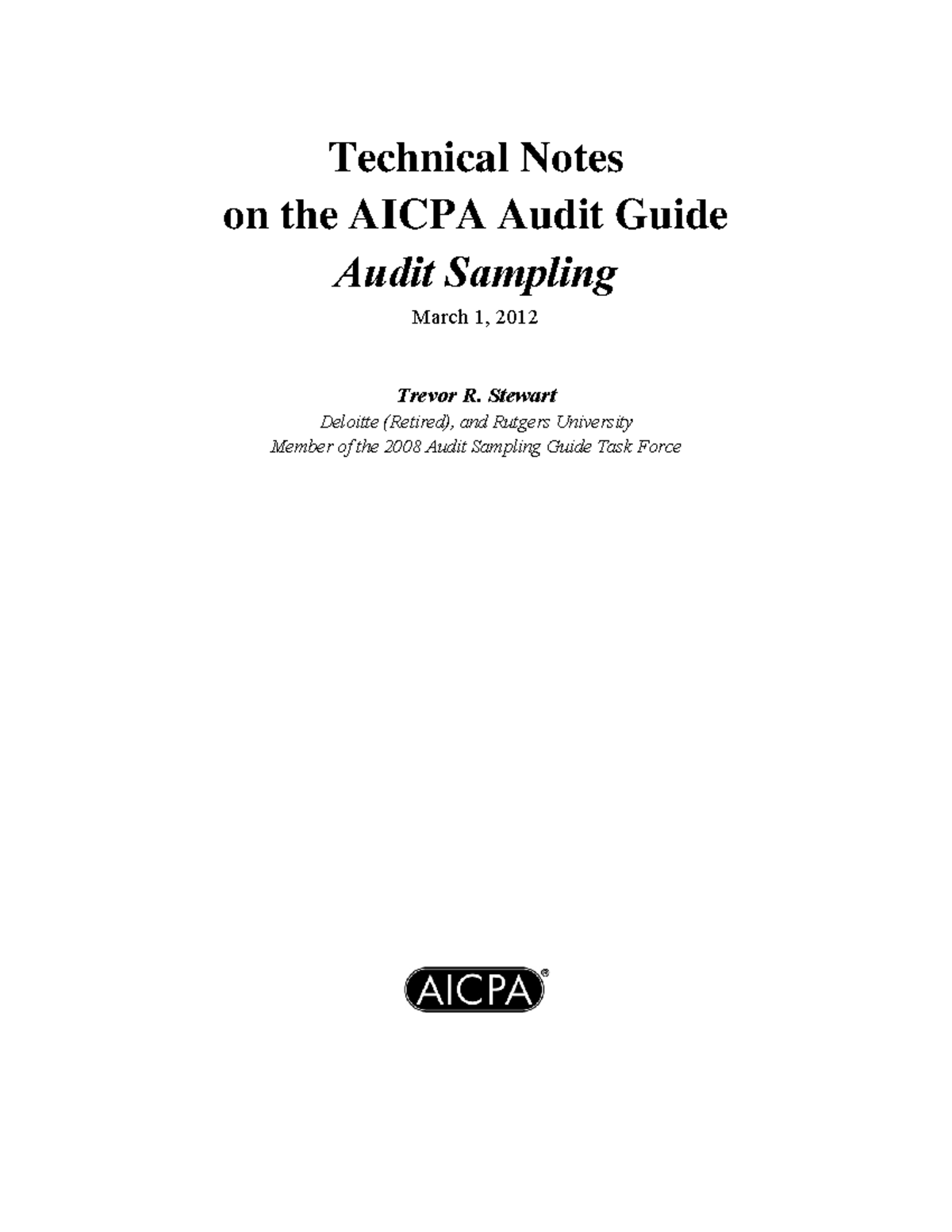 Sampling guide technical notes - Technical Notes on the AICPA Audit ...