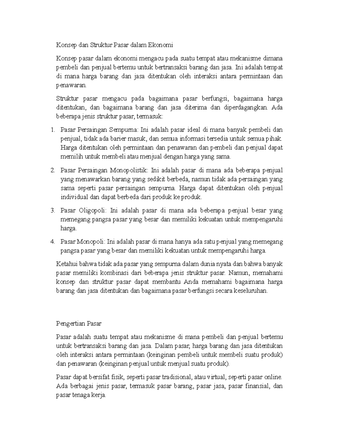 Konsep dan Struktur Pasar dalam Ekonomi - Ini adalah tempat di mana ...