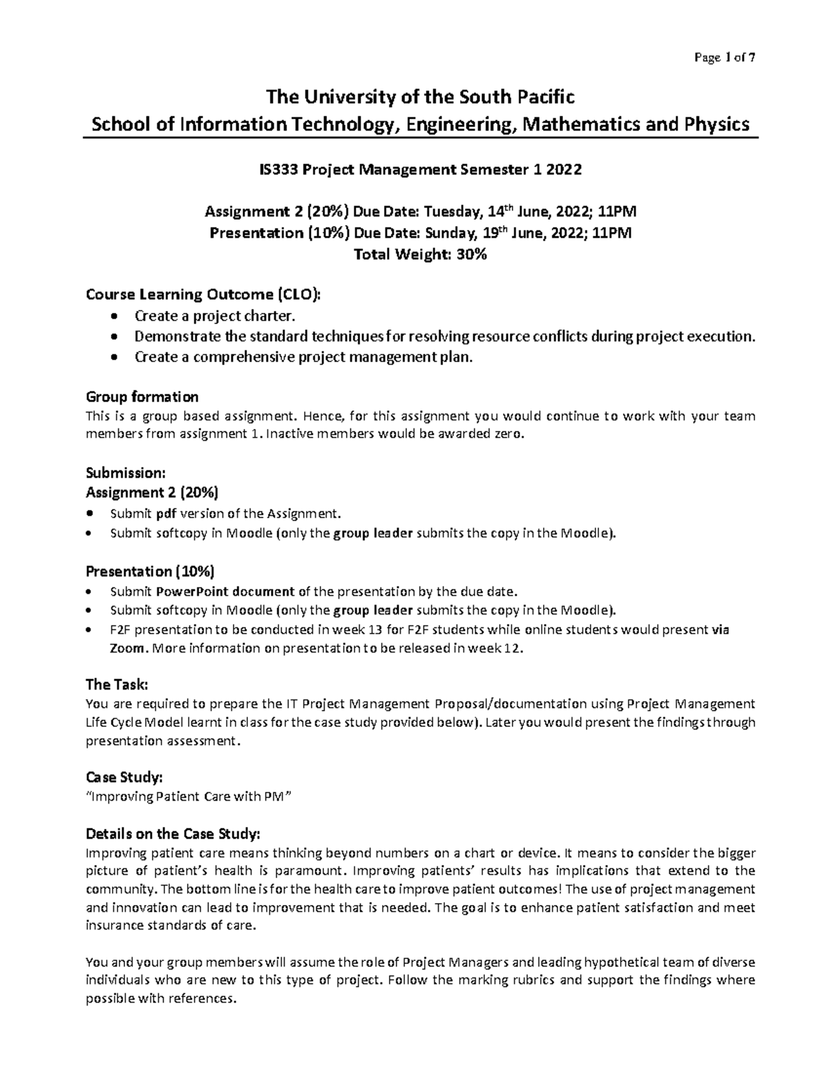 IS333 Assignment 2 2022 Specification - The University of the South ...