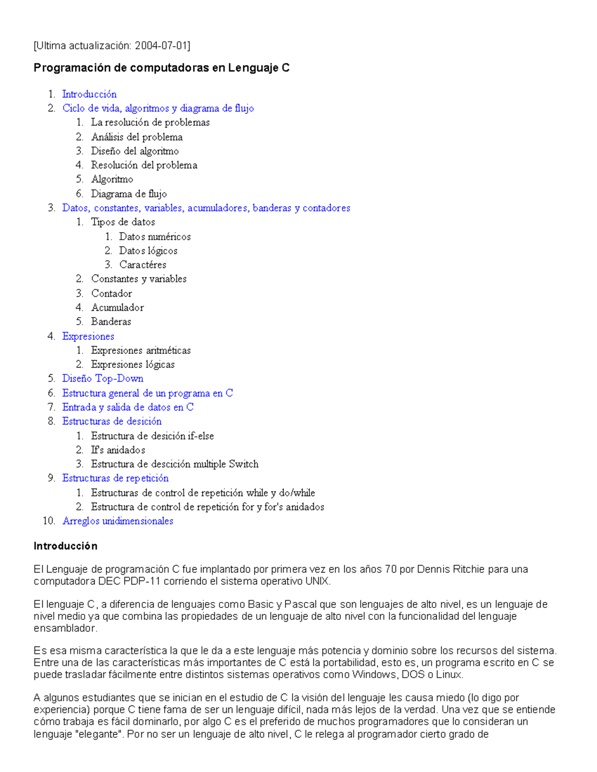 Lenguaje C - Tutorial básico - [Ultima actualización: 2004-07-01 ...
