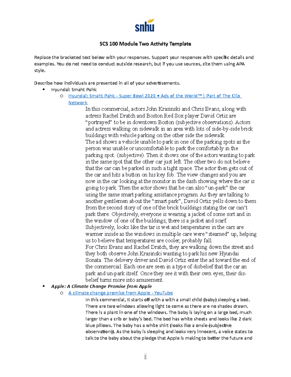 SCS 100 Module Two Activity -A. Locke - SCS 100 Module Two Activity Template Replace the ...