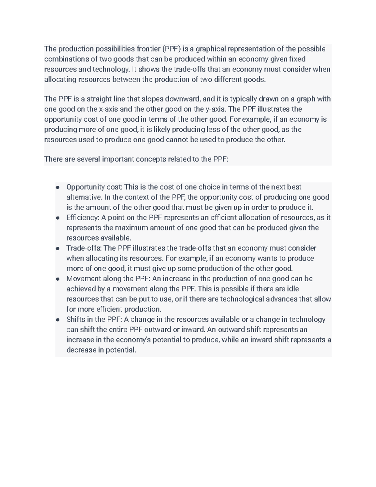 Production Possibilities Frontier - It shows the trade-offs that an ...