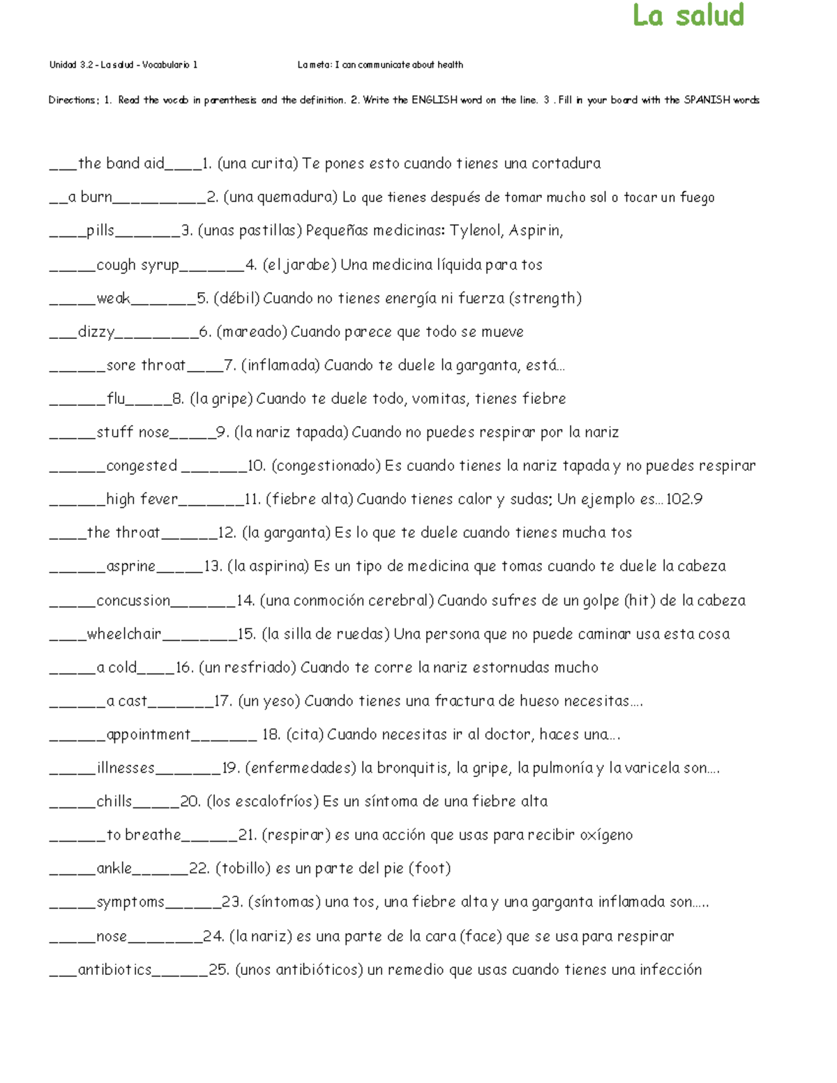 Annotated-Copy%20of%20Bingo%203 - Unidad 3 – La salud – Vocabulario 1 ...