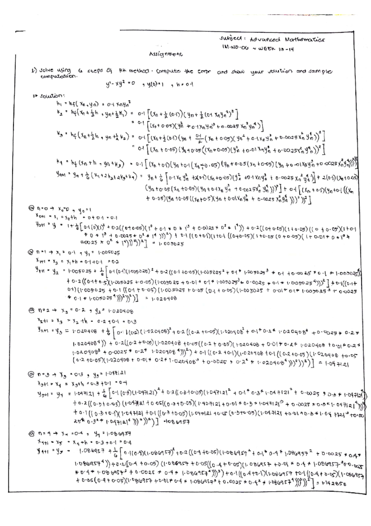 Ad Math As#6 - Problem Solving - Mechanical Engineering - NVSU - Studocu