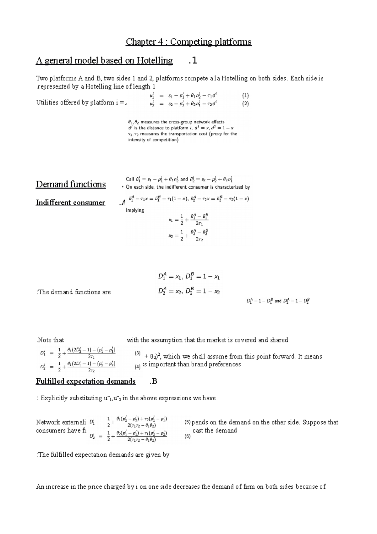 Chaptire 4 - Synthèse ch4 - Chapter 4 : Competing platforms A general ...