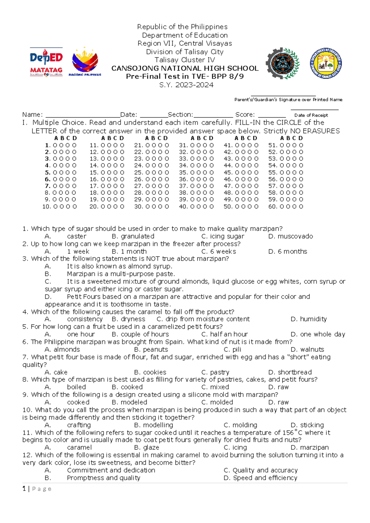Pre Finals BPP - Test Questions - Republic of the Philippines ...