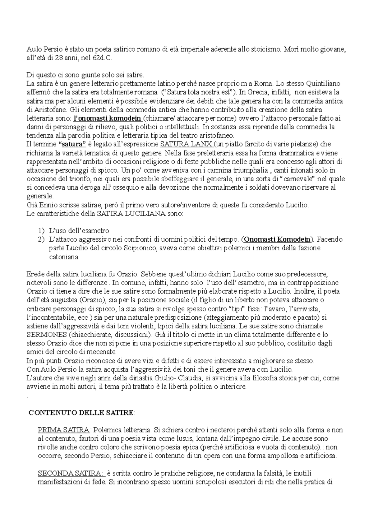 Aulo Persio - Riassunto generale - Aulo Persio è stato un poeta ...