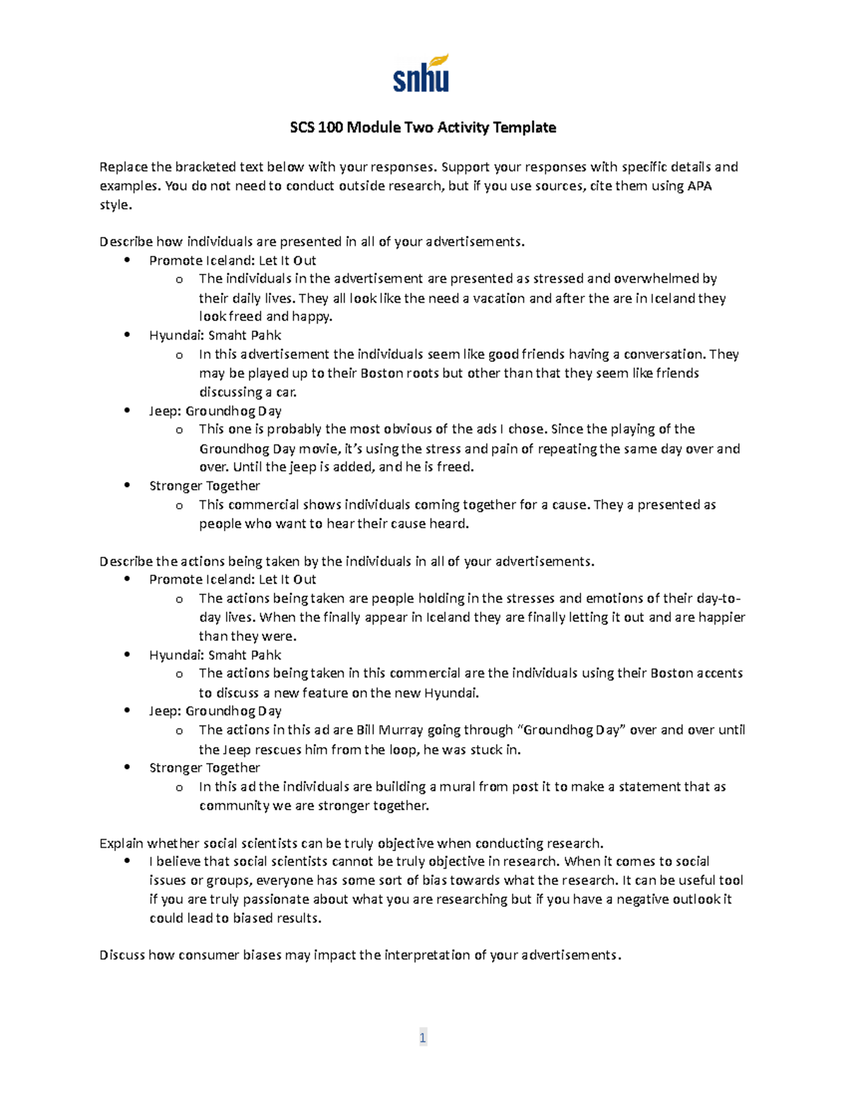 SCS 100 Module Two Activity Template - SCS 100 Module Two Activity ...
