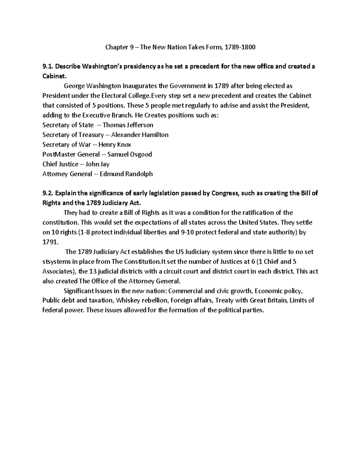 US History Exam Objectives - Chapter 9 – The New Nation Takes Form ...