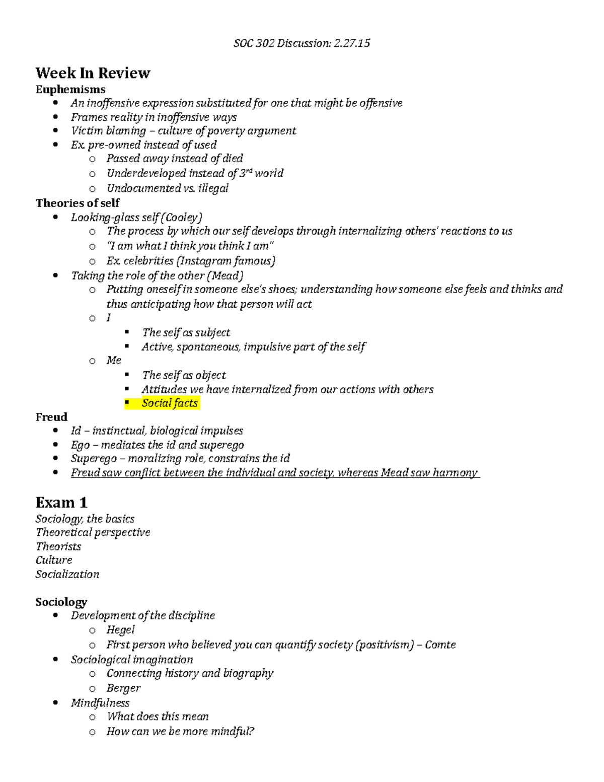 For Exam 1, week in review - SOC 302 Discussion: 2. Week In Review ...