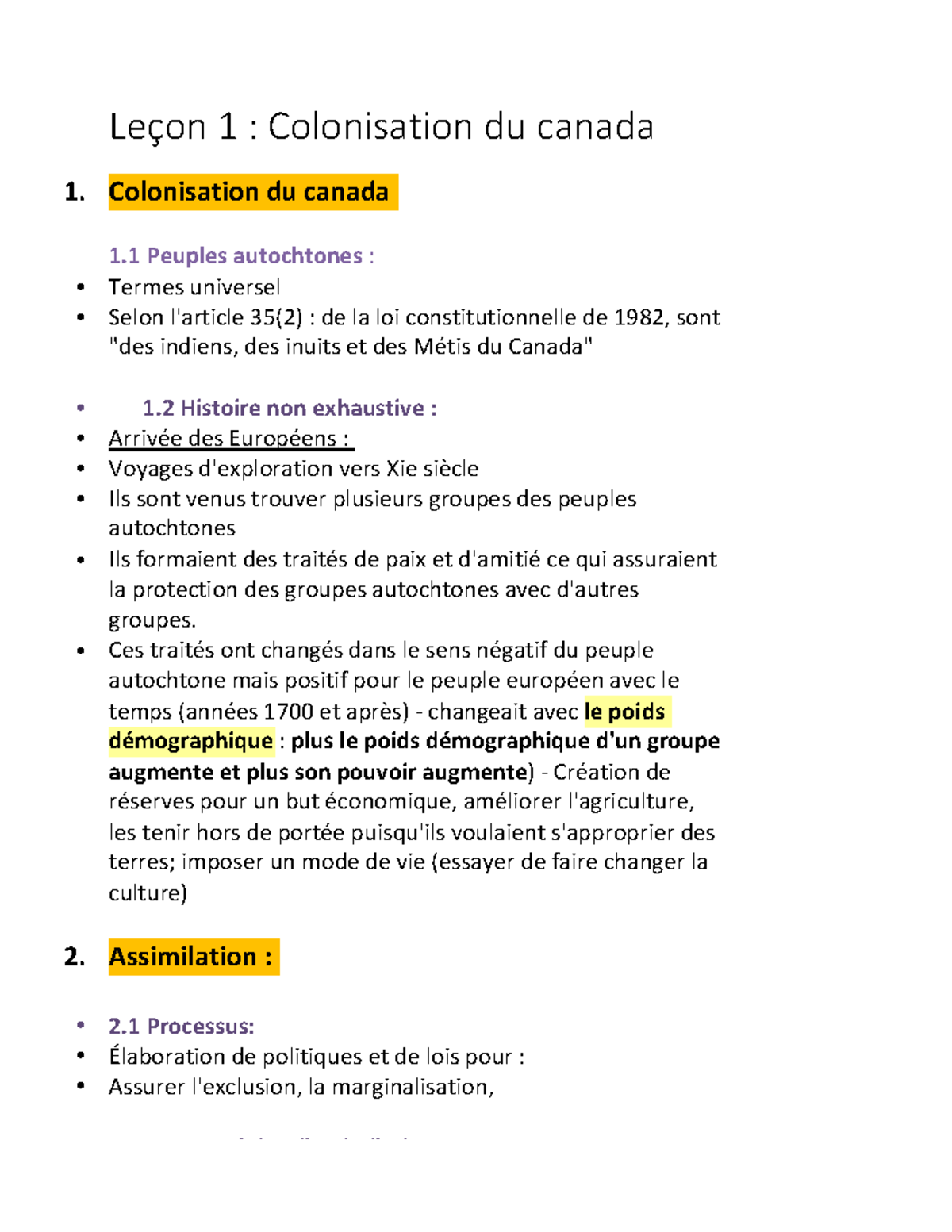 Leçon 1 Colonisation du canada - 1. Colonisation du canada 1 Peuples ...