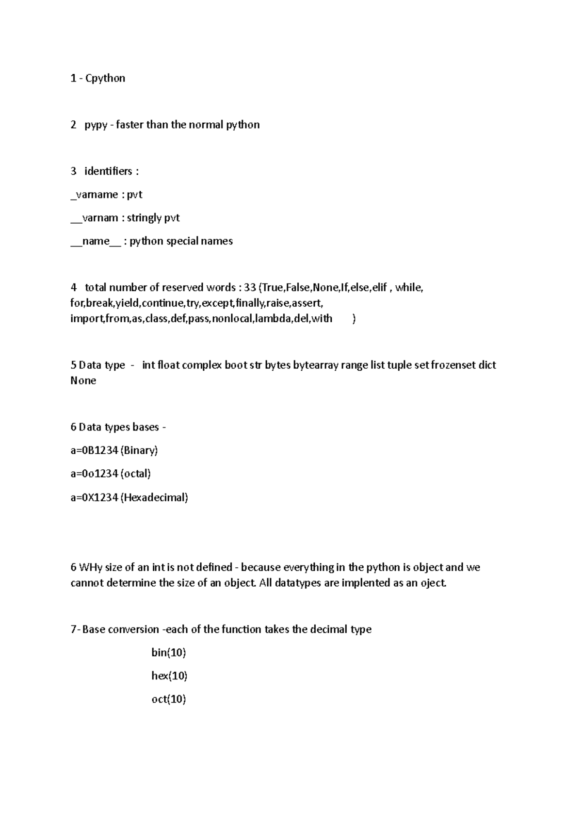 Python Notes for the very basic understandings - 1 - Cpython 2 pypy ...