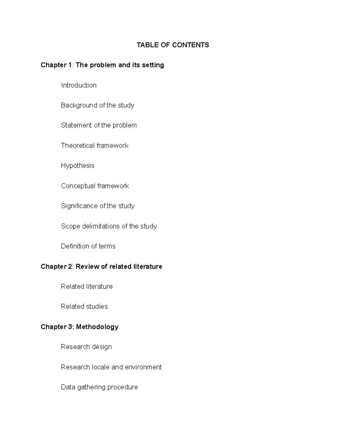 Introduction practical research - TABLE OF CONTENTS Chapter 1: The problem and its setting - Studocu