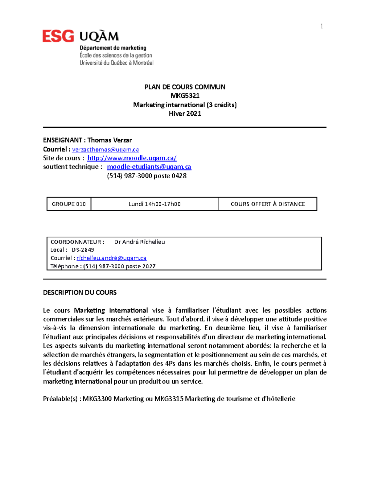 MKG5321 Plan de cours Thomas Verzar H2021 - PLAN DE COURS COMMUN MKG ...