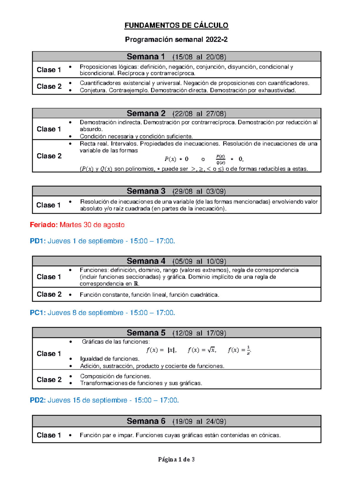 Prog. del ciclo FUCAL- 2022-2 - Página 1 de 3 FUNDAMENTOS DE CÁLCULO ...