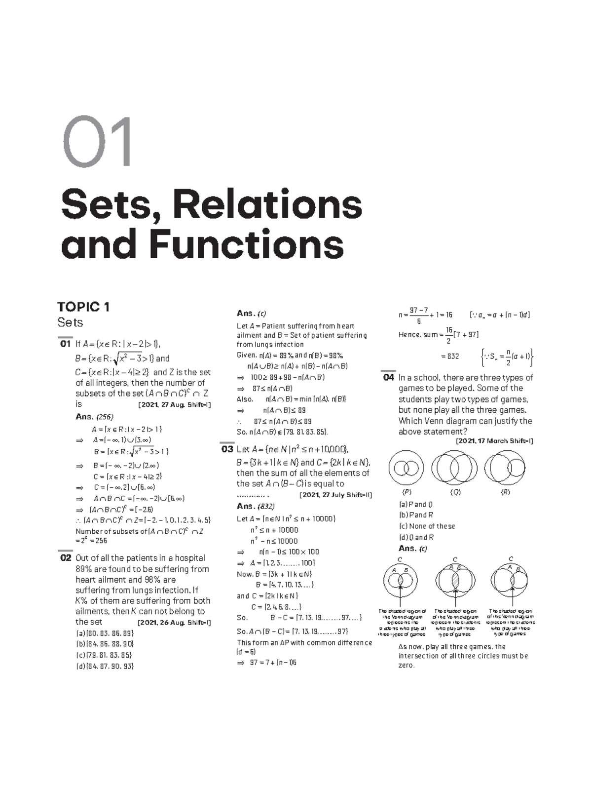 1. Sets Relations And Functions - 01 If A = {x ∈ R : | x− 2 | >1 ,} B = {x ∈ R: x 2 − 3 >1 - Studocu